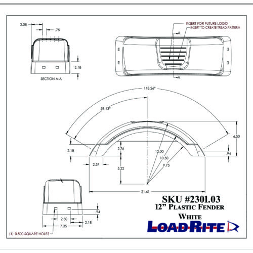 12" PLASTIC FENDER - WHITE | Load Rite Trailers