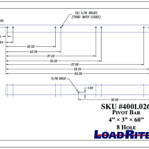 PIVOT BAR - 4×3×60" - 8 HOLE | Load Rite Trailers
