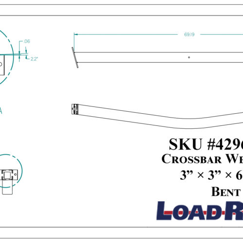 CROSSBAR WELDMENT - 3×3×69.19" - BENT | Load Rite Trailers