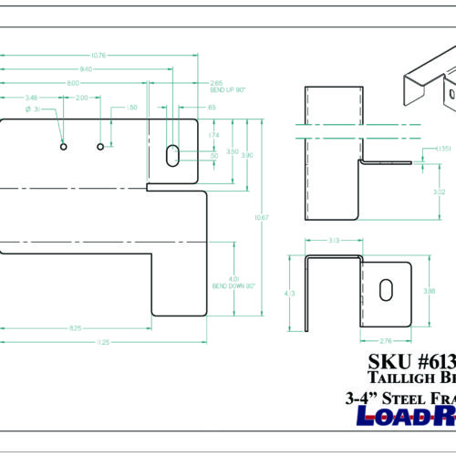 Taillight Bracket - 3" - 4" Steel Frames - Left Hand | Load Rite