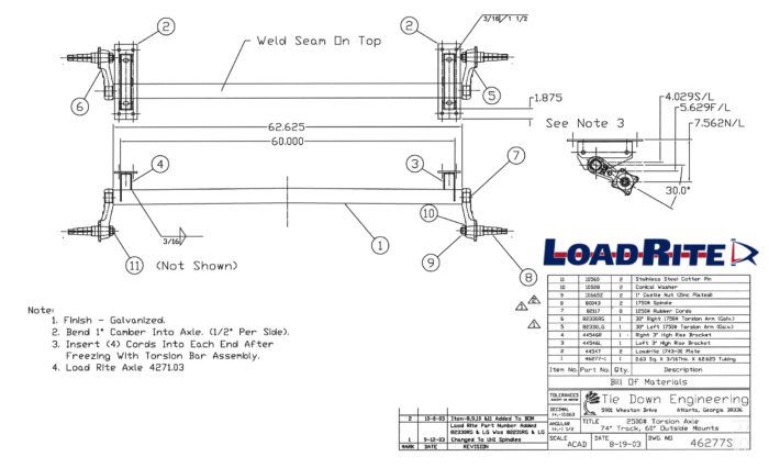 2500LB Torsion Axle Assembly | Load Rite Trailers