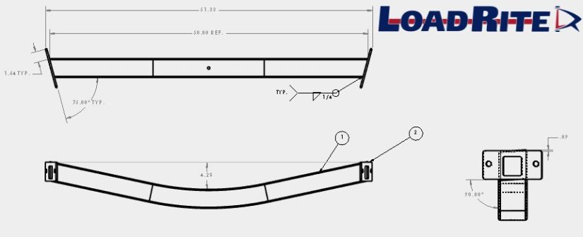 CROSSBAR WELDMENT - 3×3×55 | Load Rite Trailers